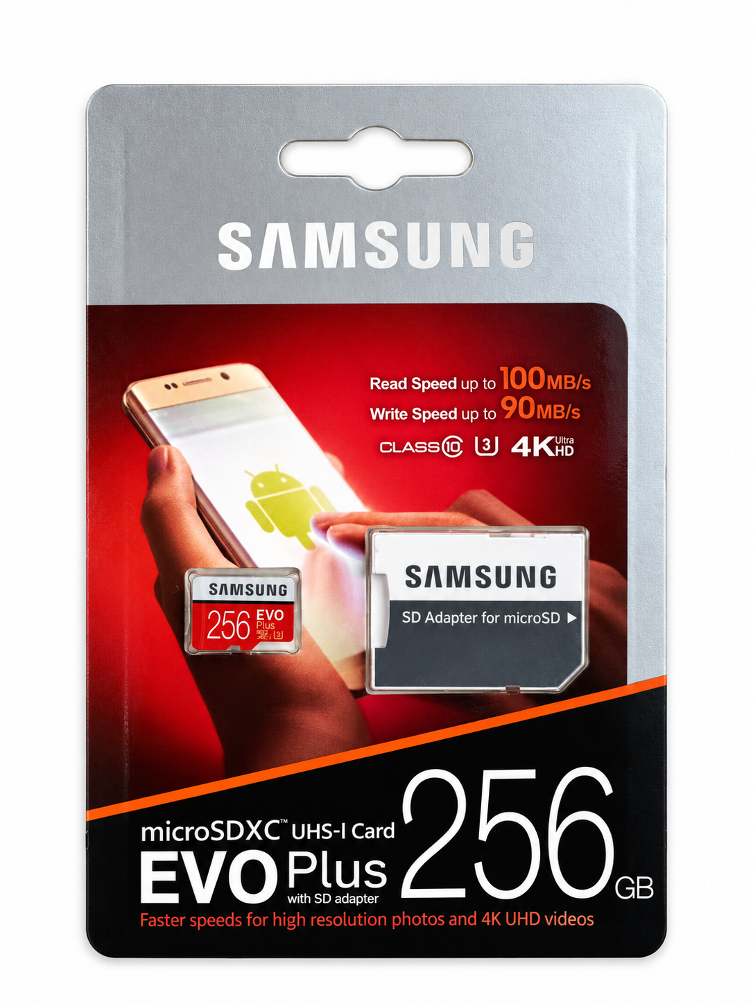256 ГБ Карта памяти microSDXC EVO Plus, скорость до 100 мб/сек, Class 10 для любого типа устройств