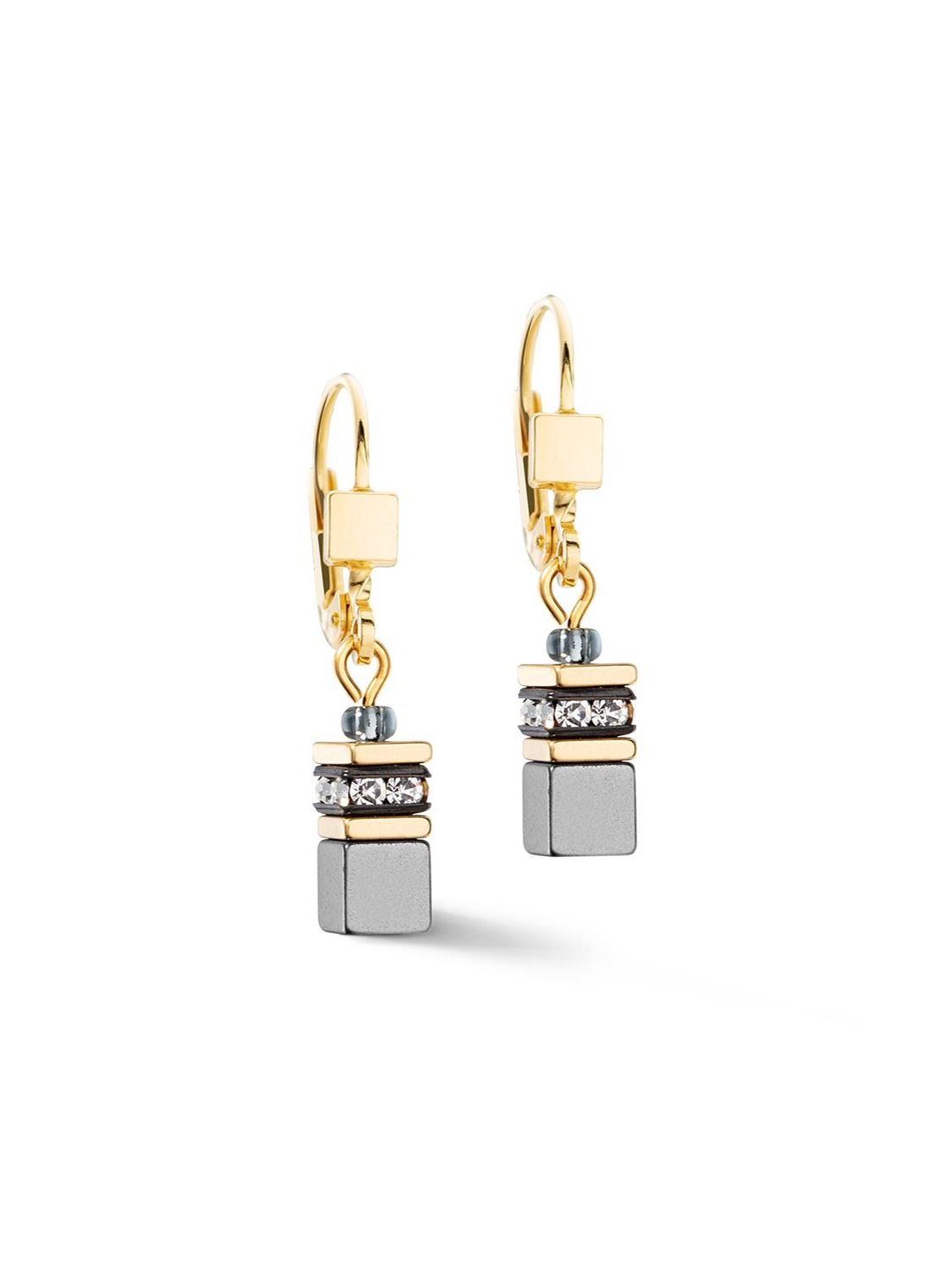 Серьги с подвесками, гематит, Swarovski Zirconia