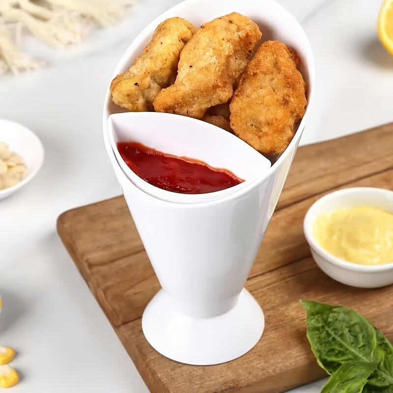 Пластиковый стакан для салата и картофеля фри со скошенным краем, белый, 1 шт.