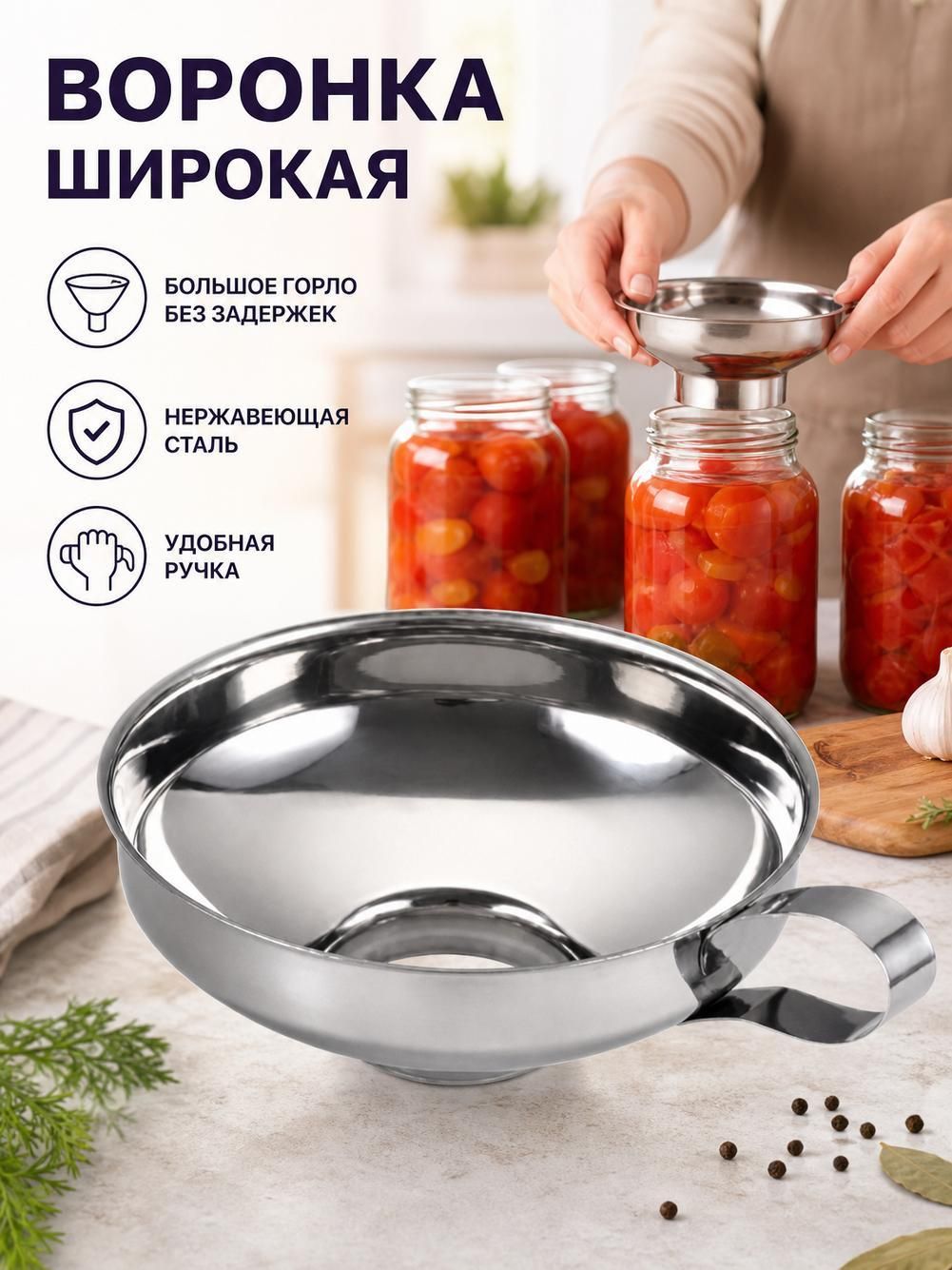 Воронка кухонная нержавеющая сталь