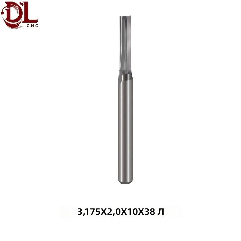 Концевая фреза для ЧПУ твердосплавная прямая двухзаходная 3.175x2.0x10x38 мм для гравировки МДФ, ПВХ и акрила