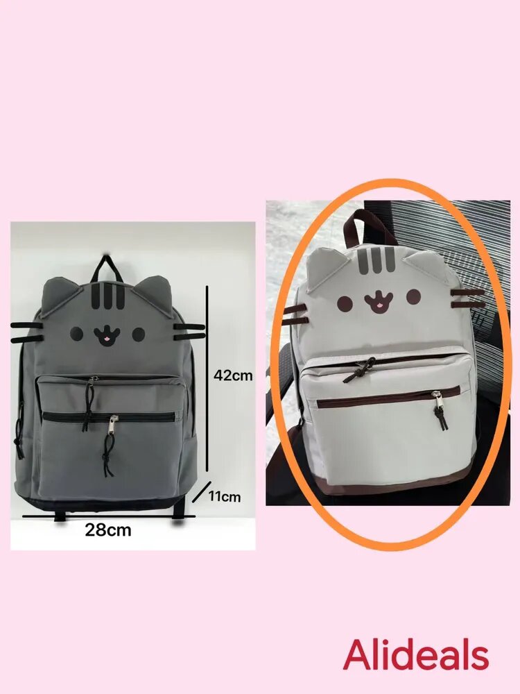 1 шт, Мягкая игрушка "Pusheen the Cat" (Кот Пушин) с Светло-серый рюкзак 42 см