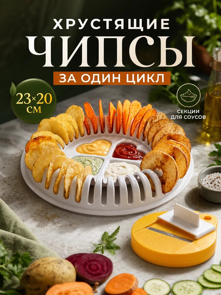 Чипсница с секциями для соусов 23×20 см