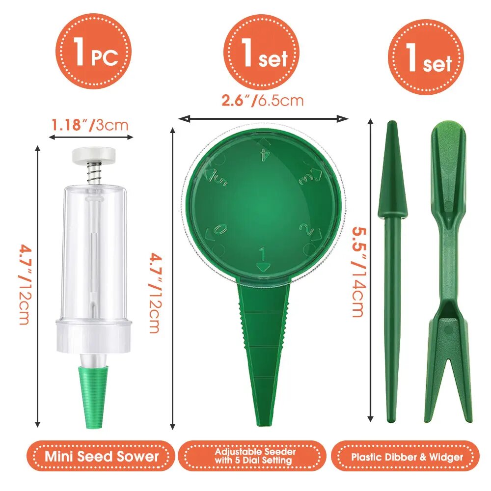 Мини-дозатор посевных семян Ручной разбрасыватель семян сеялок Ручной сеялка Инструмент 5 различных настроек Ручная сеялка с 2 Transpl