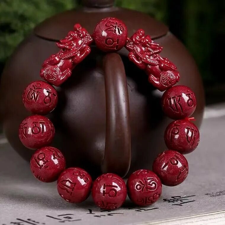 Браслет Пи Яо из киновари высшей чистоты с мантрой Ом Мани Падме Хум, талисман для привлечения денег, удачи и защиты, унисекс