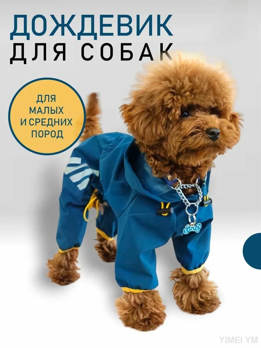 Дождевик для собак, водоотталкивающий, гипоаллергенный, ткань, синий, XXXL, 1 шт