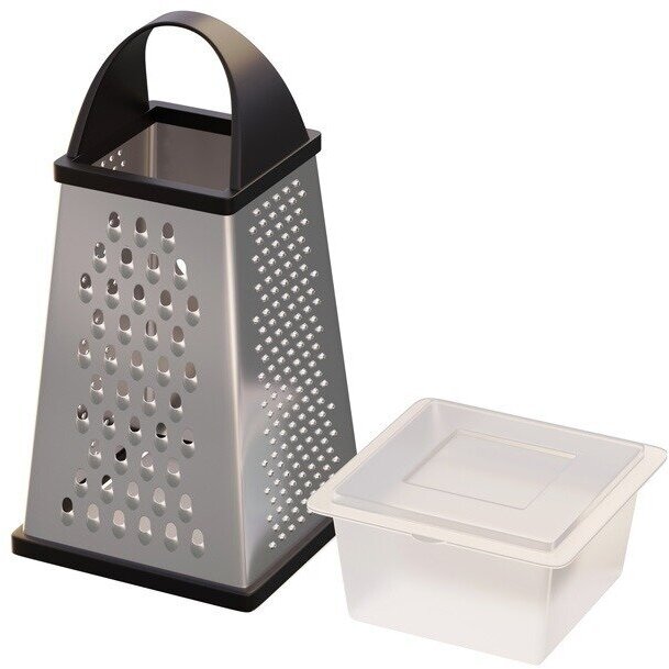 Ручная терка Inhouse CUCINA IHCUCINA132132 из нержавеющей стали 304, 4 типа нарезки: соломка/стружка/ломтики, с контейне