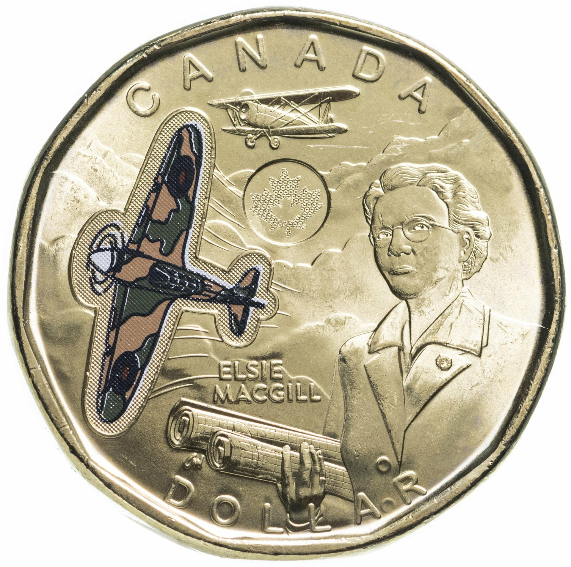 Канада 1 доллар 2023 "Элси Макгилл", цветная, Сталь с латунным покрытием, в сохранности UNC