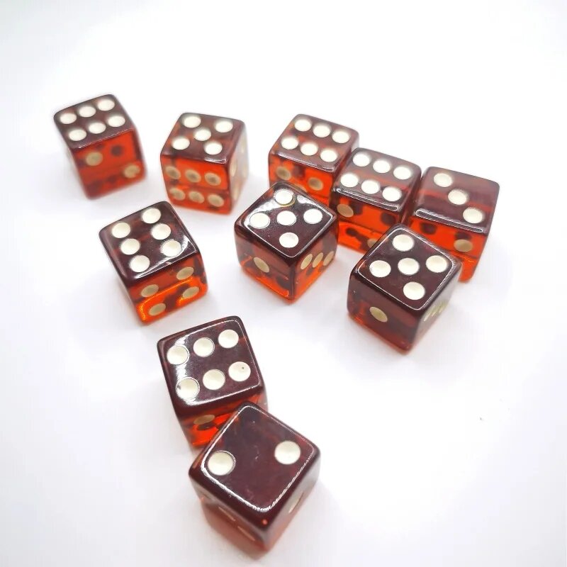 Жидкие цветные квадратные кости D6, 10 шт, 16 мм Коричневый, Коричневый