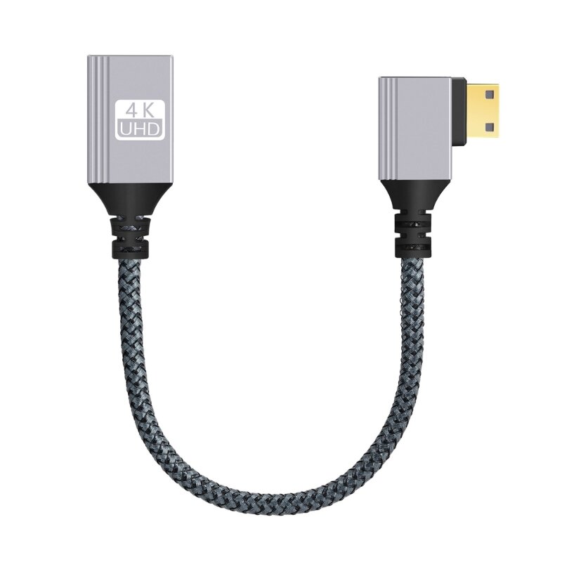 Угловой Кабель-адаптер Mini HDMIs Male-HDMIs Female Для Передачи видео с высокой четкостью, Долговечность зарядки, Конструкция из ПВХ