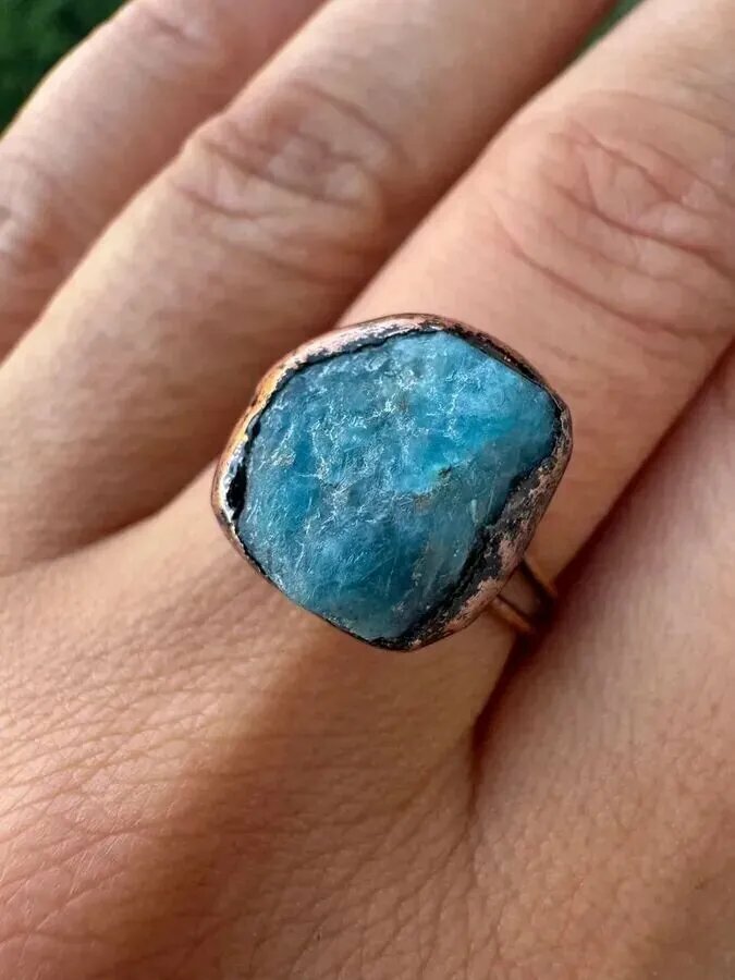 Старинное кольцо с натуральным апатитом/талисман Оберег，（Рекомендуемые качественные продукты）