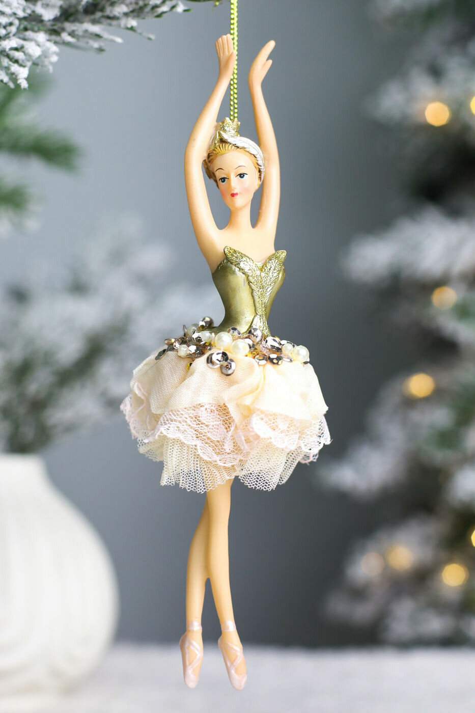 Ёлочная игрушка балерина изабель, полистоун, текстиль, 19 см, Goodwill TR20577-2