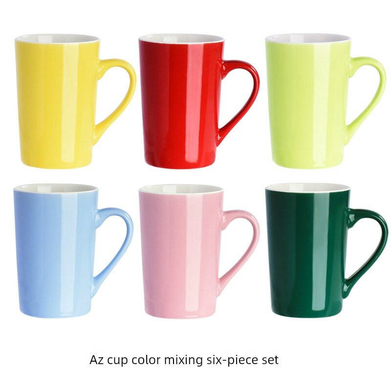 Набор из 6 кружек разного цвета, премиум-фарфор для универсального использования в доме
