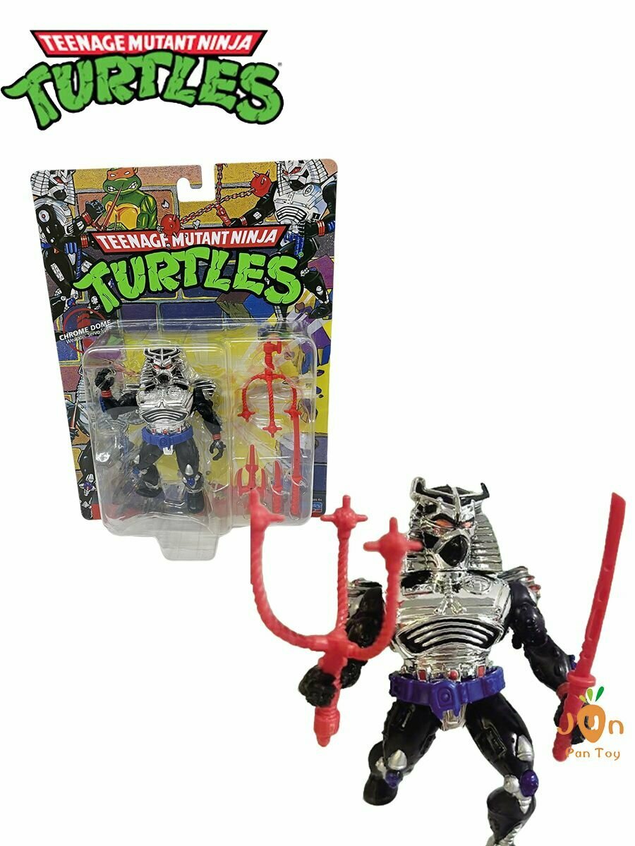 Фигурка Nickelodeon TMNT Classic Series Chrome Dome / Детская модель персонажа Черепашки ниндзя подростка-мутанта с аксессуарами, подходящая для подарков на день рождения детям старше 4 лет
