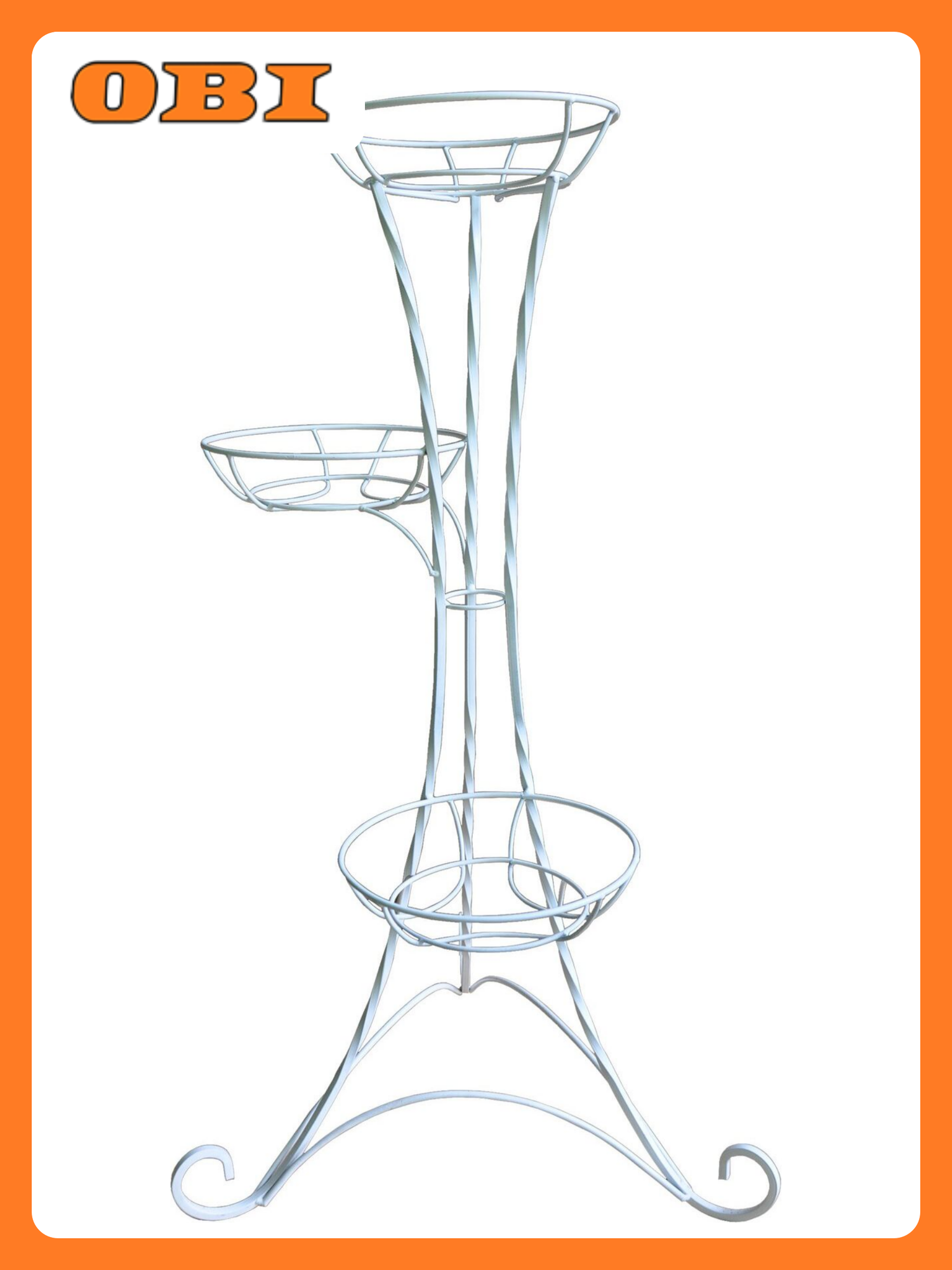 Подставка для горшков "Витая", напольная, металл, белый, 3 горшка, высота 96см