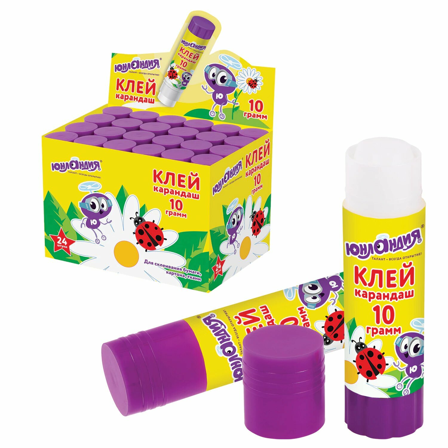 Клей-карандаш юнландия "юнландик И божья коровка", 10 г, улучшенный, 271137, 6шт.