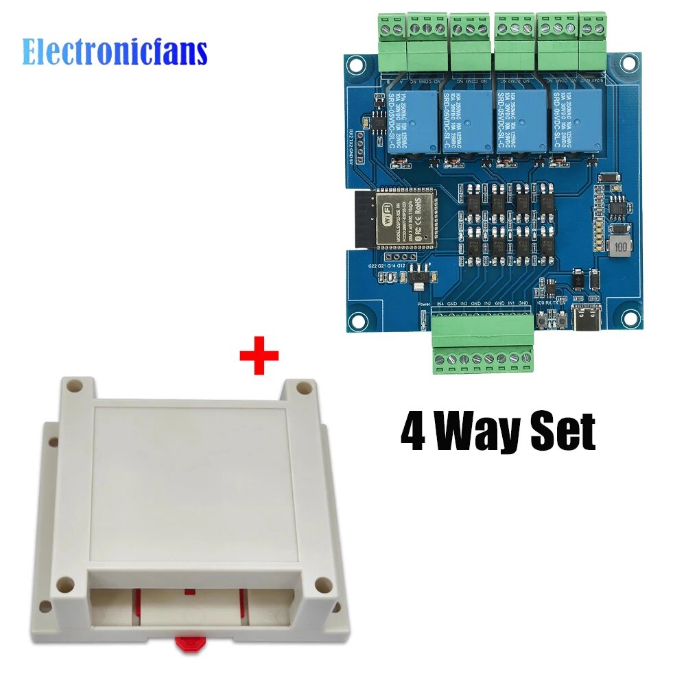 Релейный модуль 4-канальный ESP32 Modbus, Синий