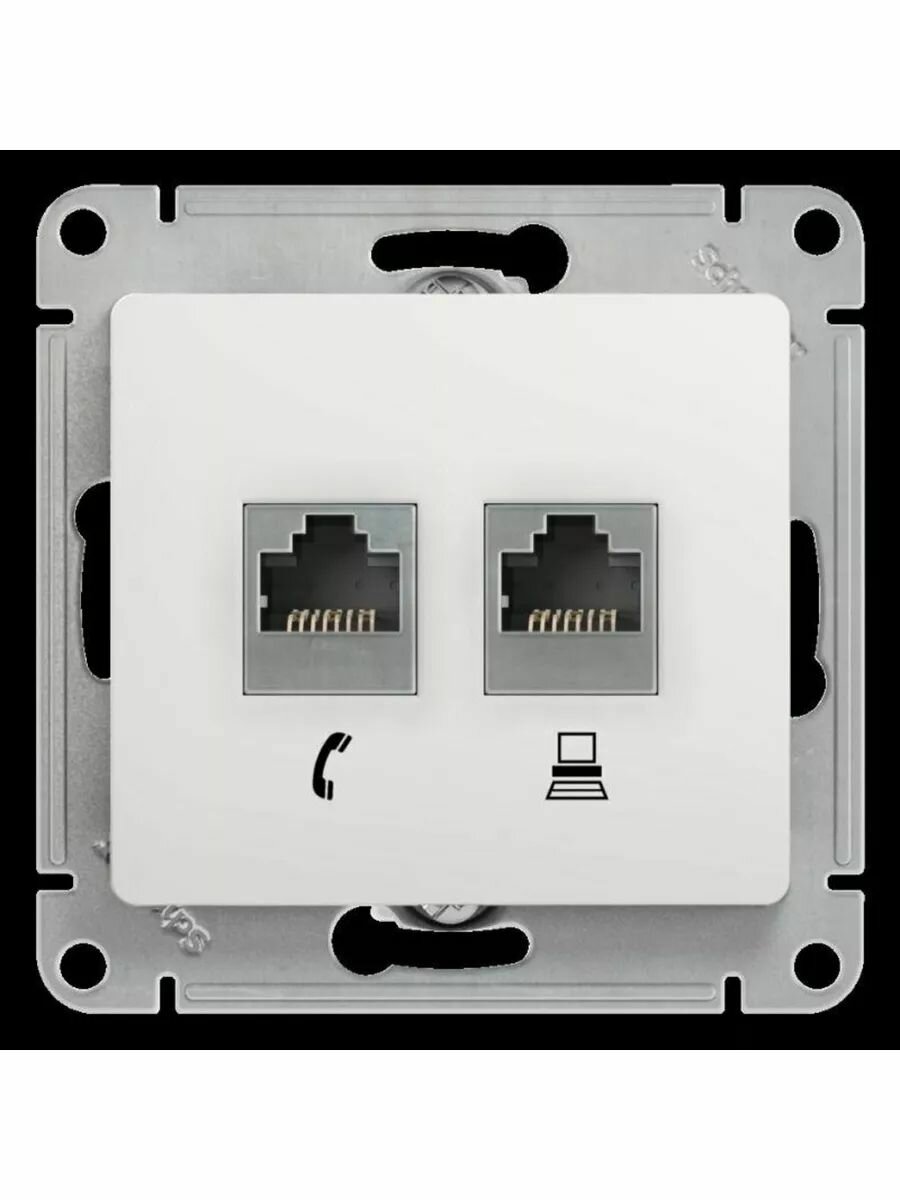 Розетка 2xRJ11+RJ45 Cat.5 GLOSSA, белый код. GSL000185 Schneider Electric