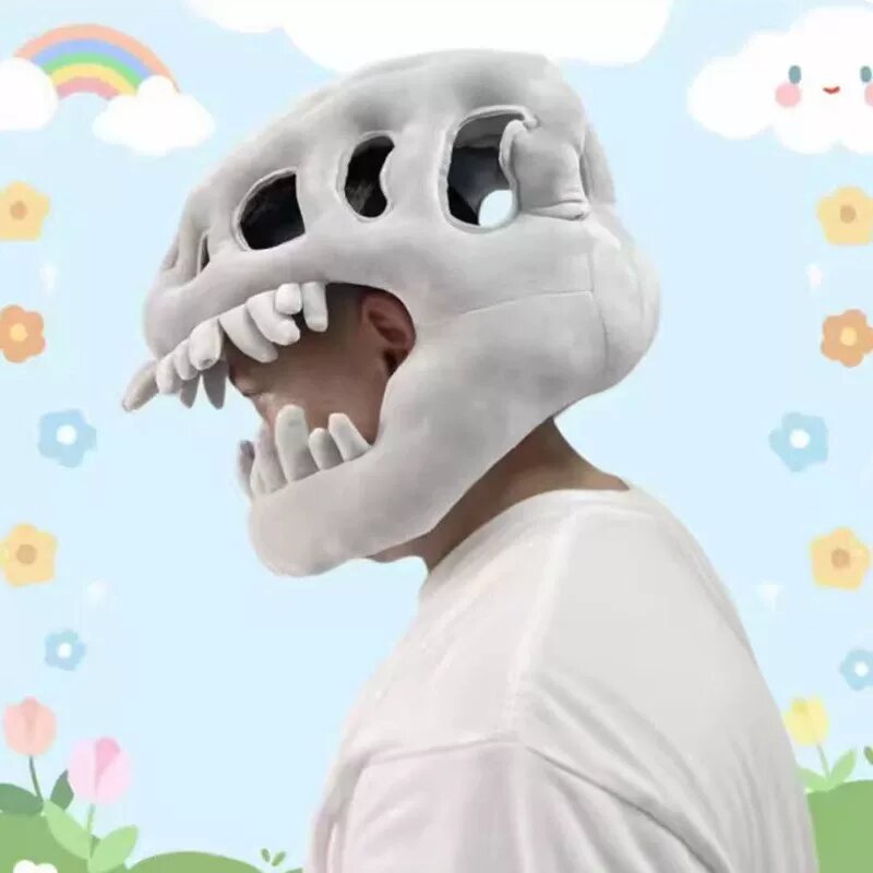 Плюшевая игрушка-скелет динозавра, забавный головной убор-скелет из китайского парка динозавров, косплей-шляпа, детская