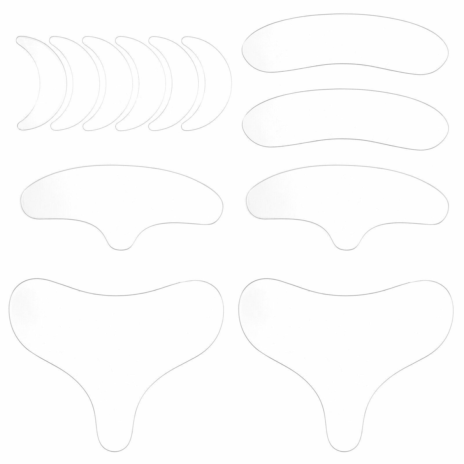 Набор из 12 силиконовых патчей для лица, патчи от морщин для лба, шеи, груди, лечение от морщин, гладкие патчи от морщин для ухода за кожей лица, прозрачный цвет, 612 штук, размеры: лоб 14.4*6см, шея 20.2*4.9см, глаза 7.8*2.2см, грудь 19*13.8см, для всех