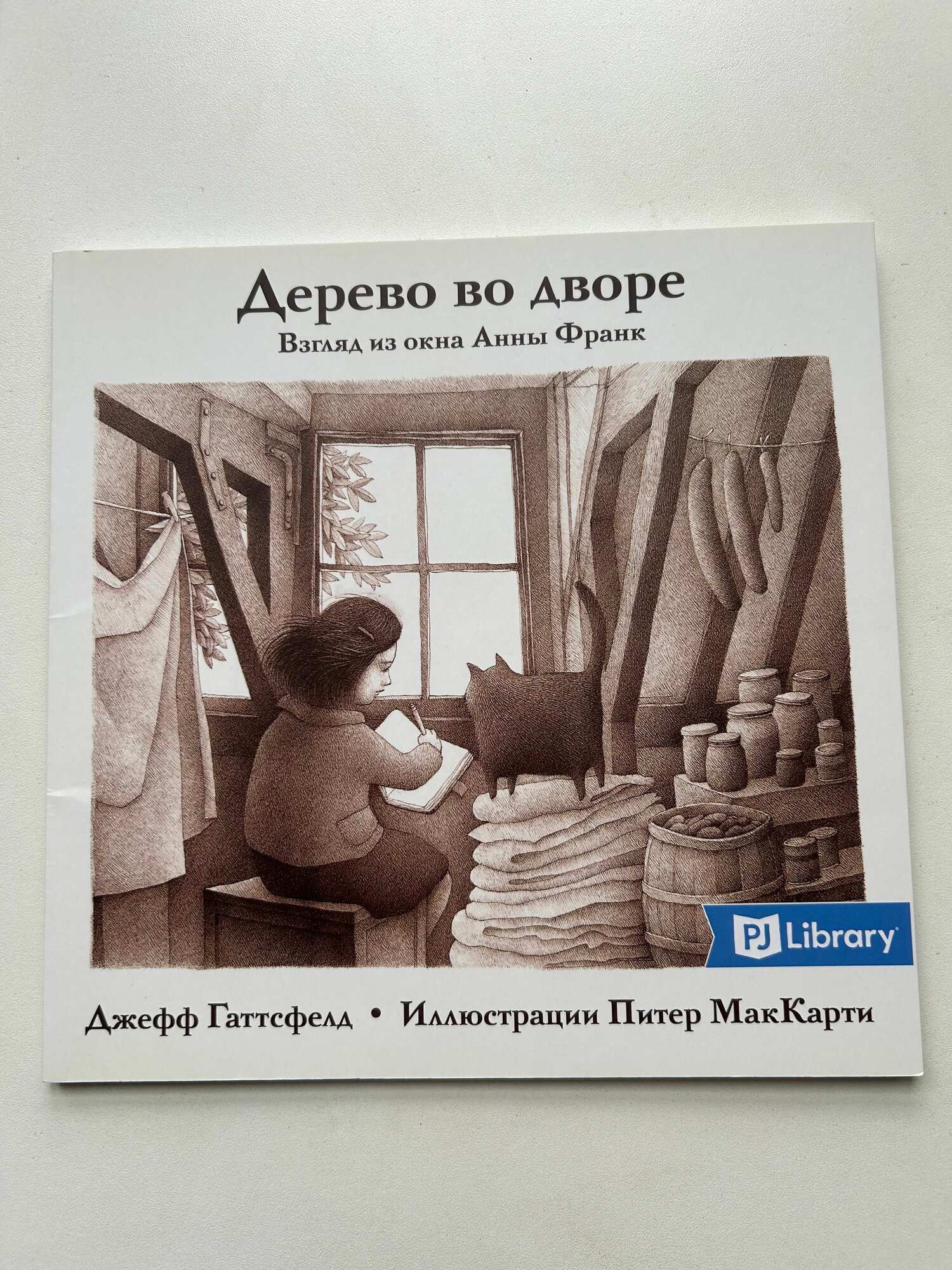 Дерево во дворе. Взгляд из окна Анны Франка. Иллюстрации Питер МакКарти. Из серии "Пижамная бибилиотечка". Издание 2019 года (second-hand книга)