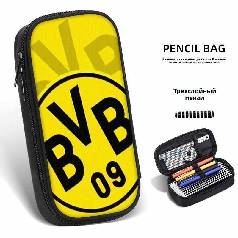 Пенал "Реал Мадрид", для школьников, с гербами футбольных клубов, 21 см