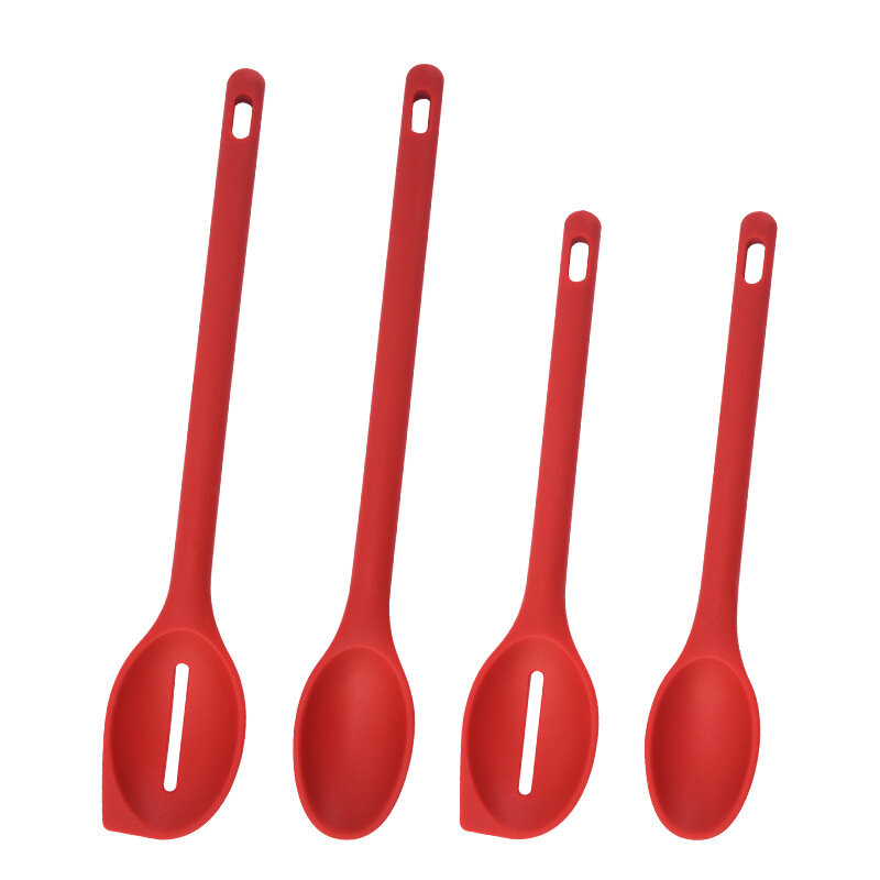 Силиконовая лопатка для салата с плотным уплотнением, длинная ручка, большой размер, красная - подходит для