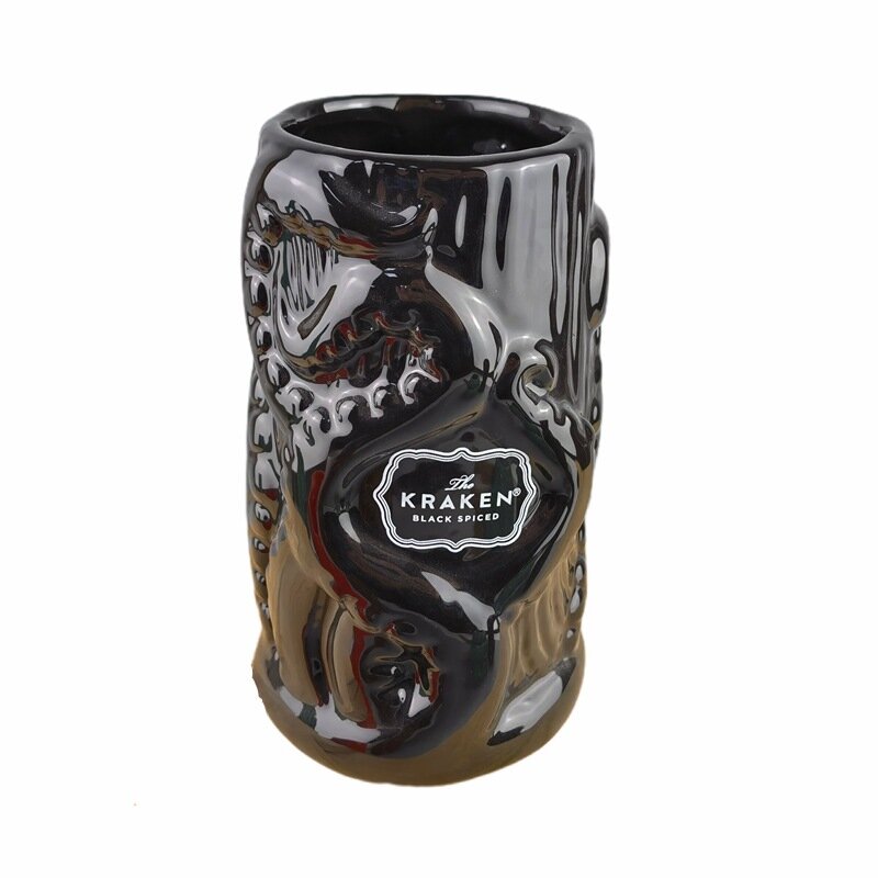 Керамическая кружка-тотем с рельефным изображением осьминога, кружка Тики, 3D-кружка-монстр в гавайском стиле Тики.