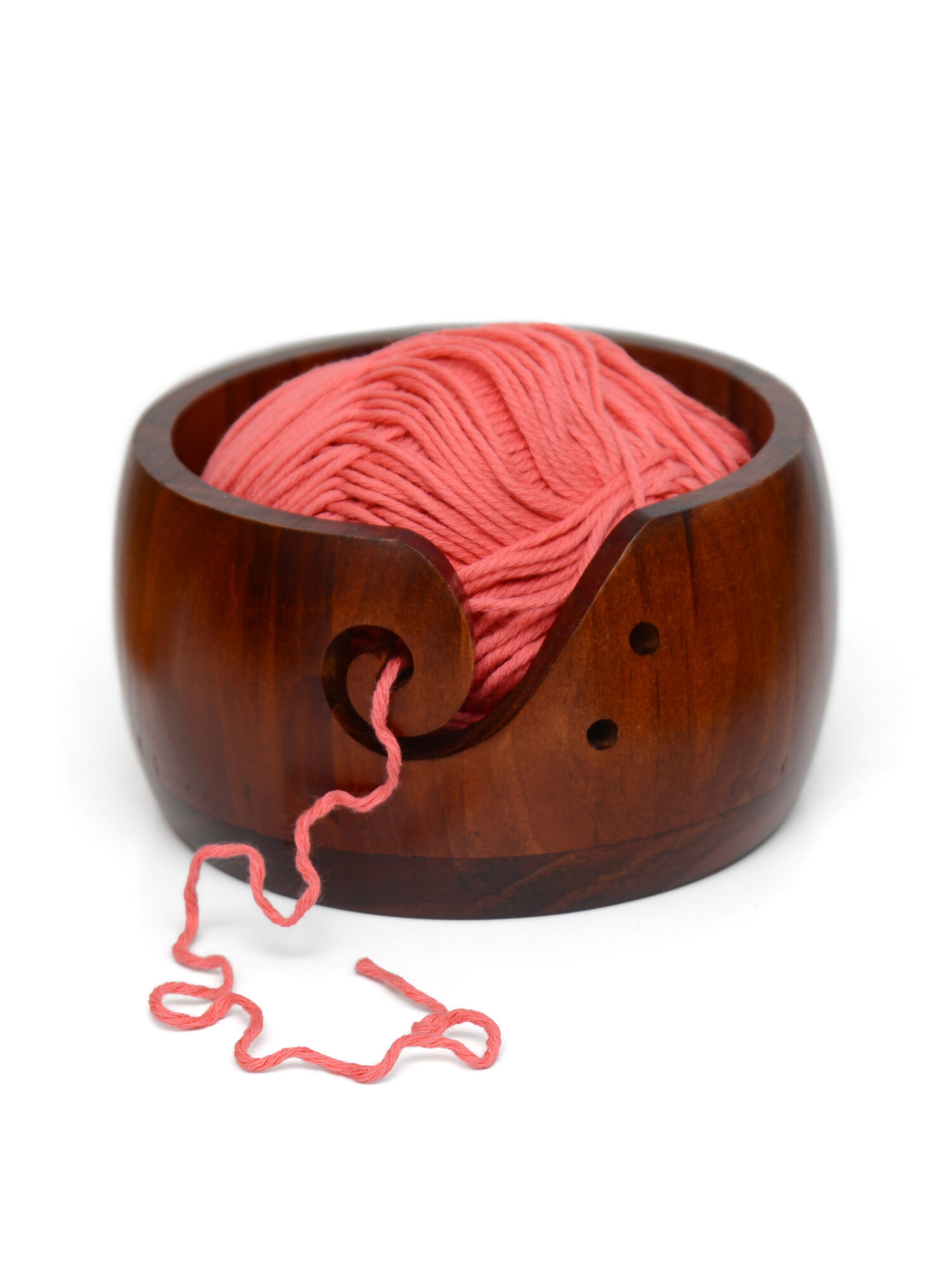 Клубочница деревянная темная. Держатель для пряжи D15 см