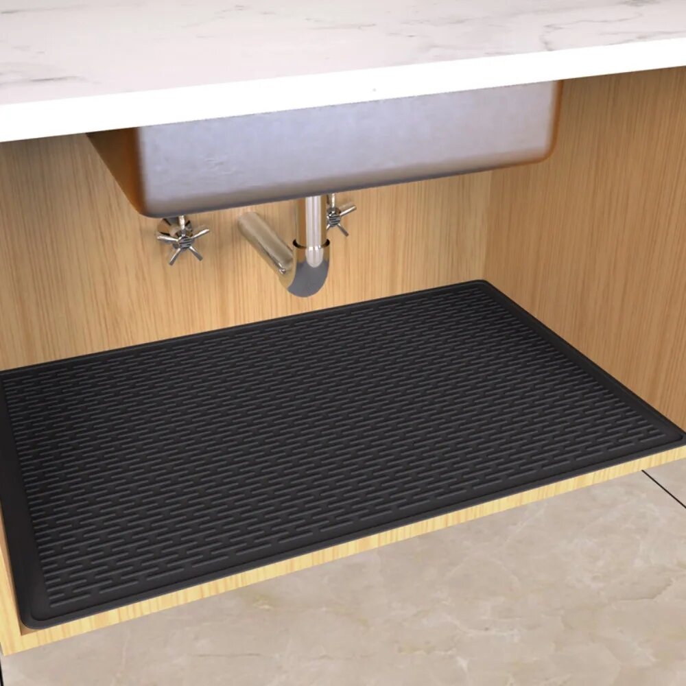 Силиконовый коврик под раковину 34x22 дюйма Black 2-34in x 22in