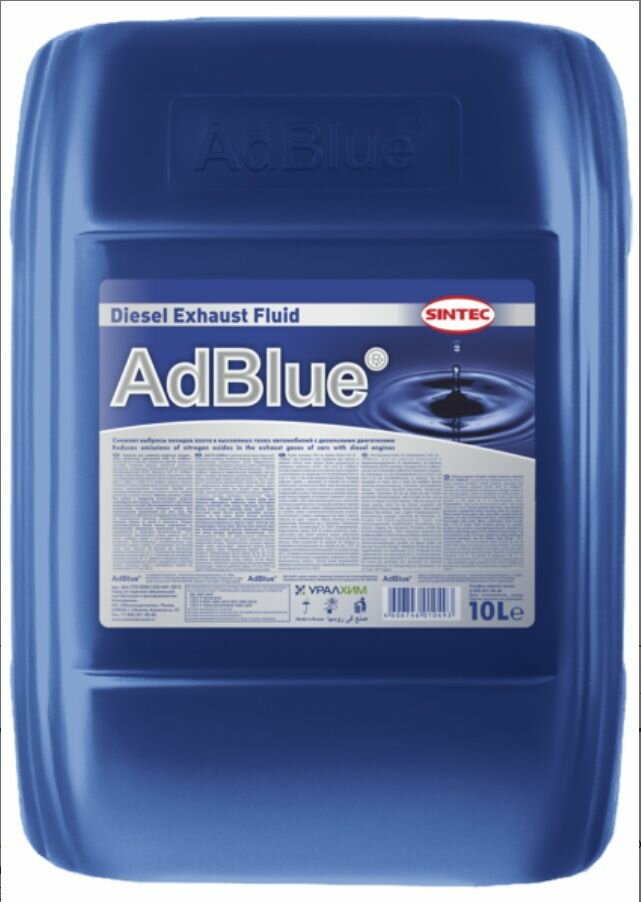 Жидкость Sintec AdBlue для систем SCR дизель. дв. Евро-4,5 (водный р-р мочевины) 10 л