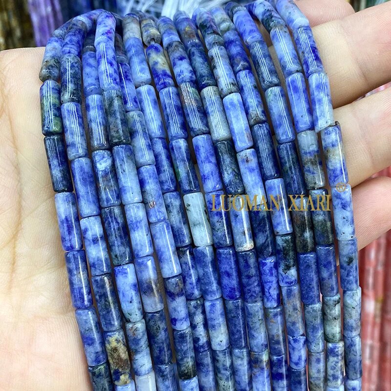 Бусины из натурального камня Амазонит Лабрадорит Говлит Синий, 4x13mm 27-28pcs, Blue-vein stone