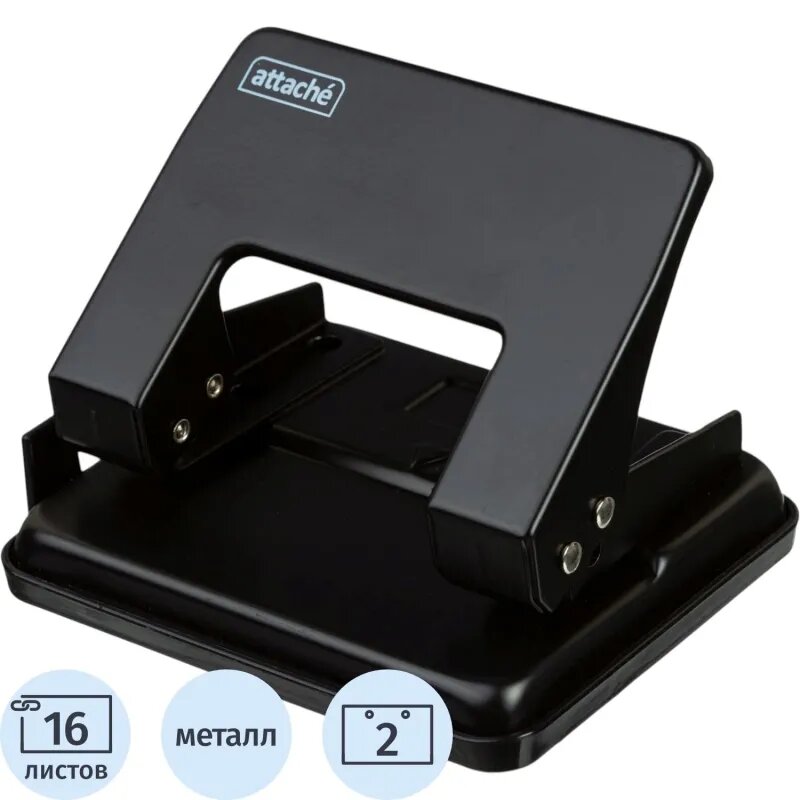 Дырокол ATTACHE WD204 до 16л, металл, черный