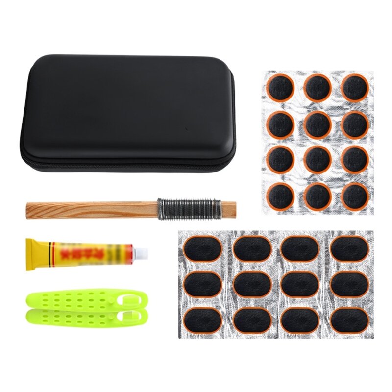 Комплекты Для Ремонта Велосипедных Шин Портативный Инструмент Для Ремонта Спущенных Велосипедных Шин Инструмент Для Ремонта Шин с Внутренней Трубкой с Рычагом Для Шин, Резиновые Заплаты