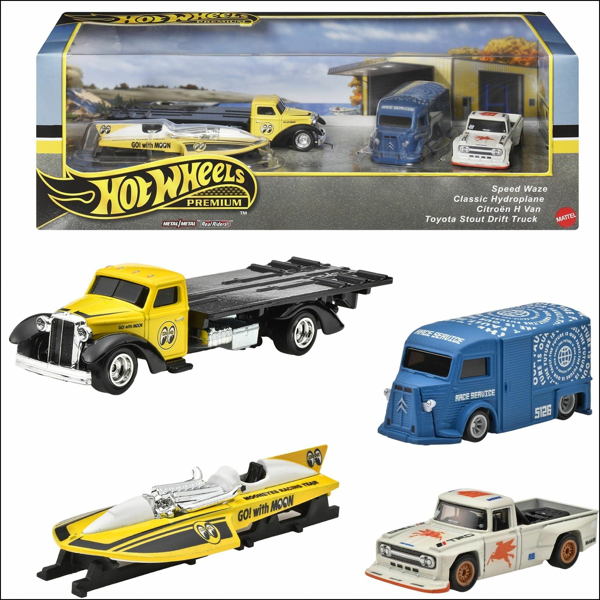 Машинка Hot Wheels HRT51 Premium Collector Set - Motorhead Madness Vehicle Toy Minicar Ages 3 and Up Multi