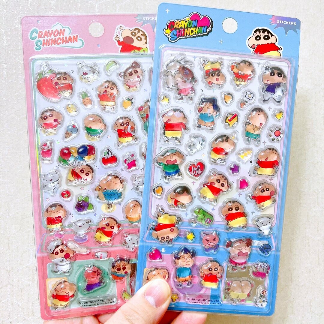Набор наклеек Crayon Shin-chan 3D с рельефом - Полный комплект из 2 шт, детские мультяшные стикеры