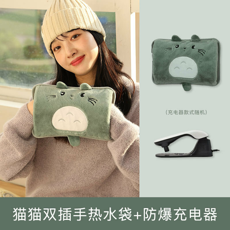 2025 Горячая бутылка с водой, перезаряжаемая, взрывобезопасная, теплая водяная сумка, национальный стандарт, мультяшный плюшевый милый грелка для рук, сумка для грелки, теплая для ребенка