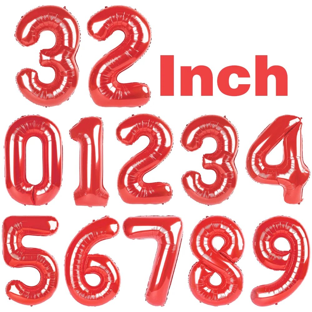 32-дюймовый разноцветный воздушный шар с номером 0, воздушные шары с большими цифрами 0-9, украшения для дня рождения для мальчиков и девочек, товары для женщин и мужчин, вечерние, юбилейные принадлежности