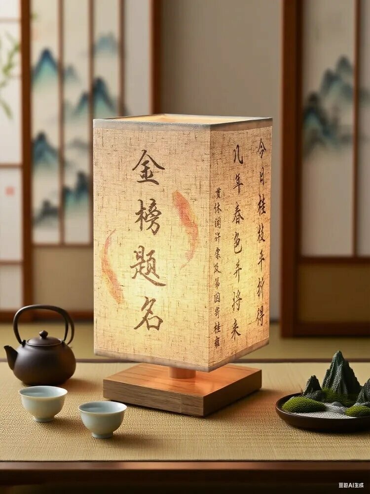 Настольная лампа с каллиграфией Синшу в китайском стиле с тремя уровнями регулировки цвета.