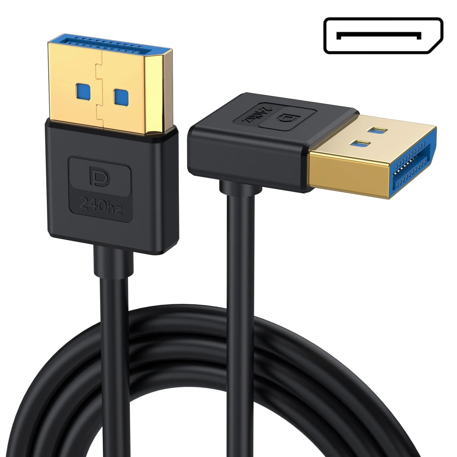 Кабель DisplayPort 1.4, 3m, 90°, черный
