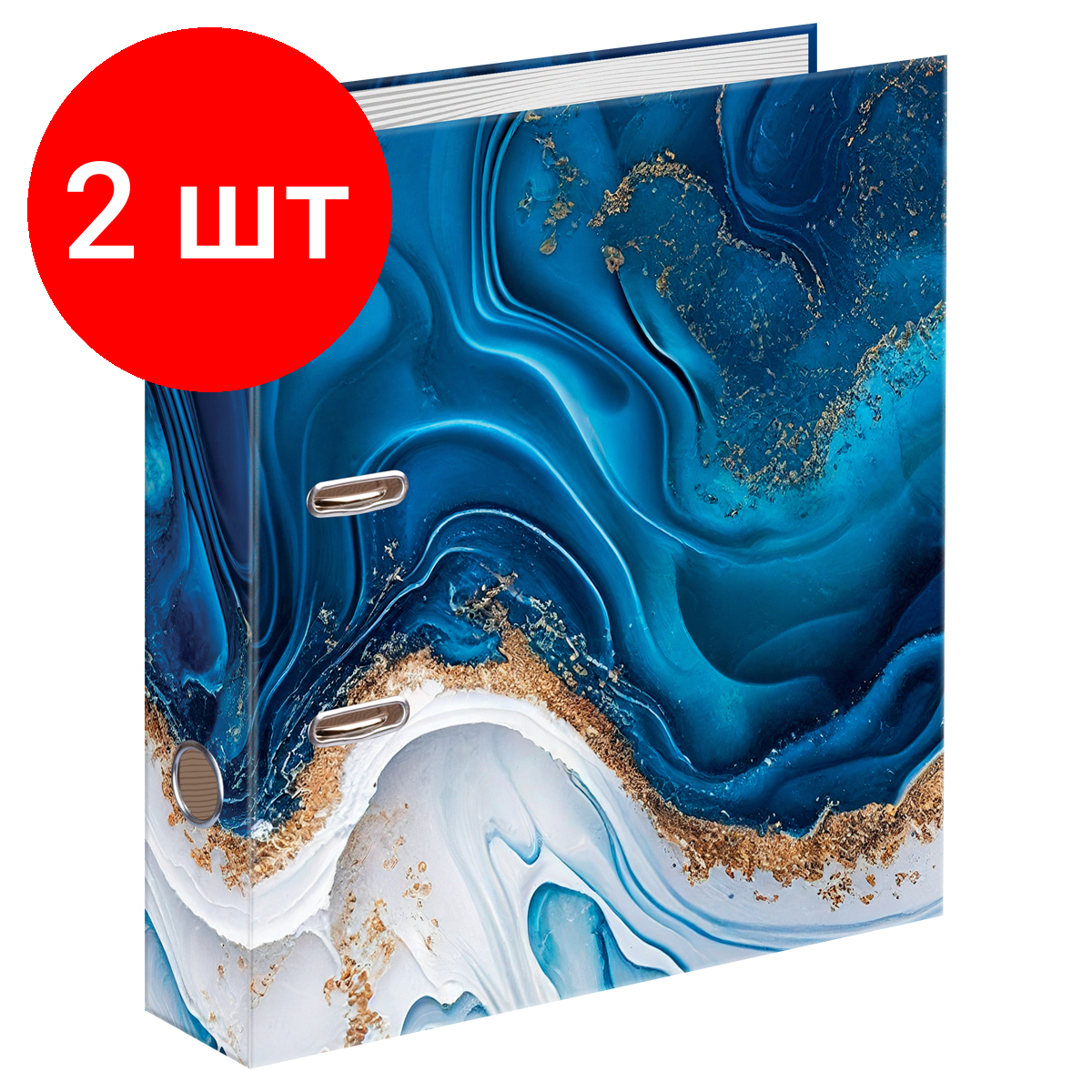 Комплект 2 шт, Папка-регистратор OfficeSpace "Elegance. Emerald", 70мм, офсет