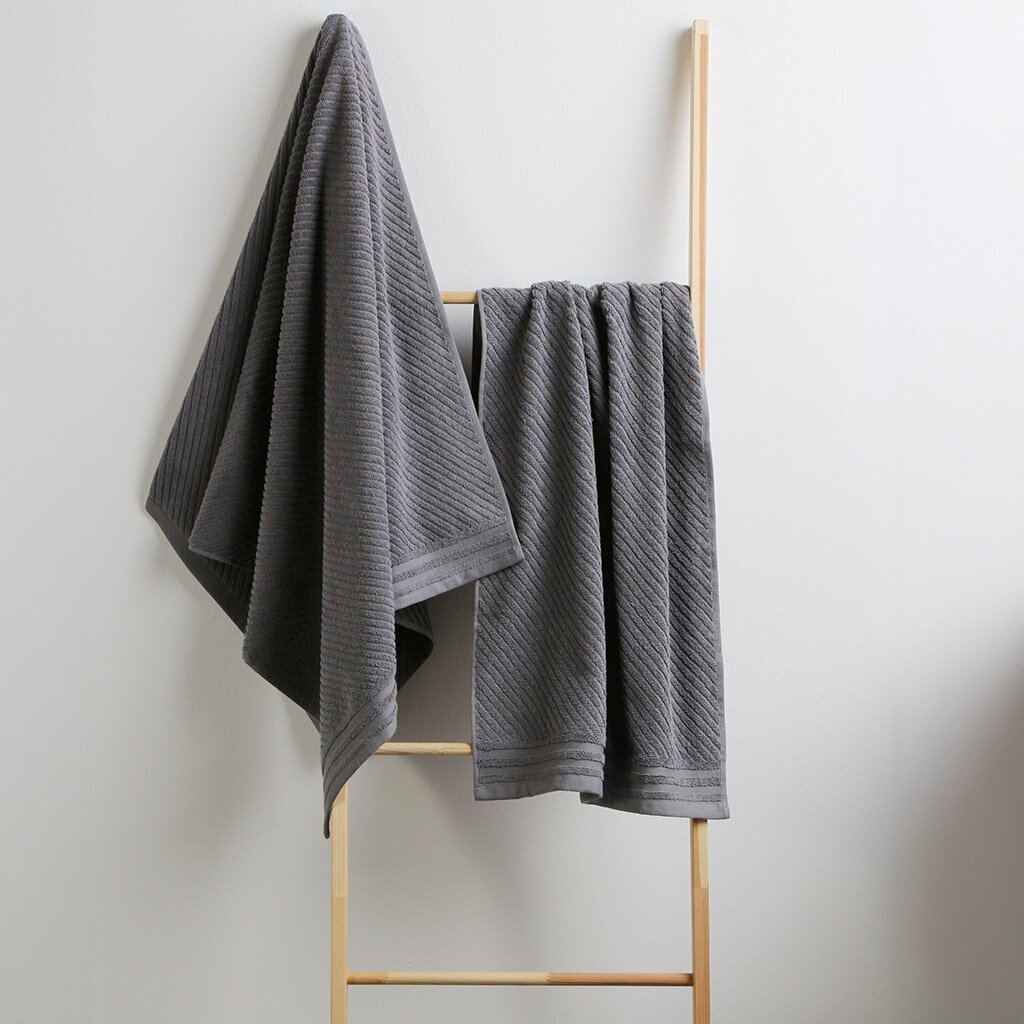 Набор махровых полотенец Silvano Мореска, 2 шт, 100% хлопок, серый, банные 70х130 см и 50х80 см, Узбекистан