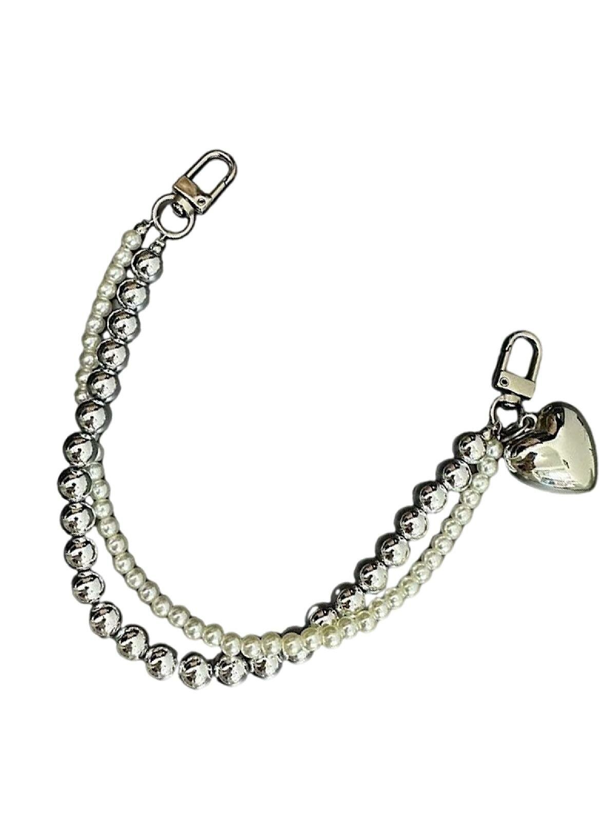 Прочные кисточки для телефона из бисера, Универсальное украшение сумки в виде сердца из ПВХ