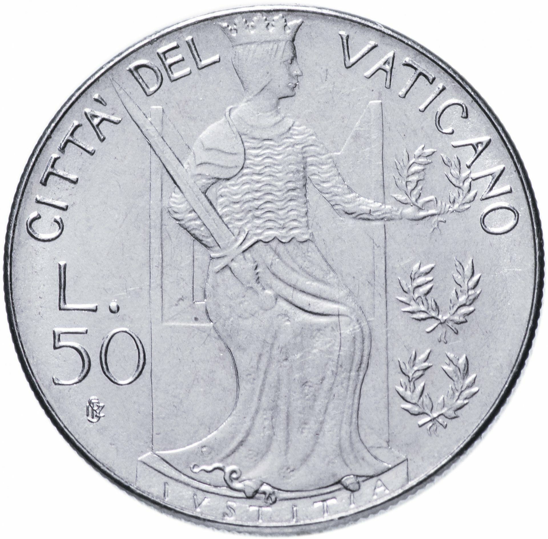 Ватикан 50 лир lire 1980, Сталь, в сохранности UNC