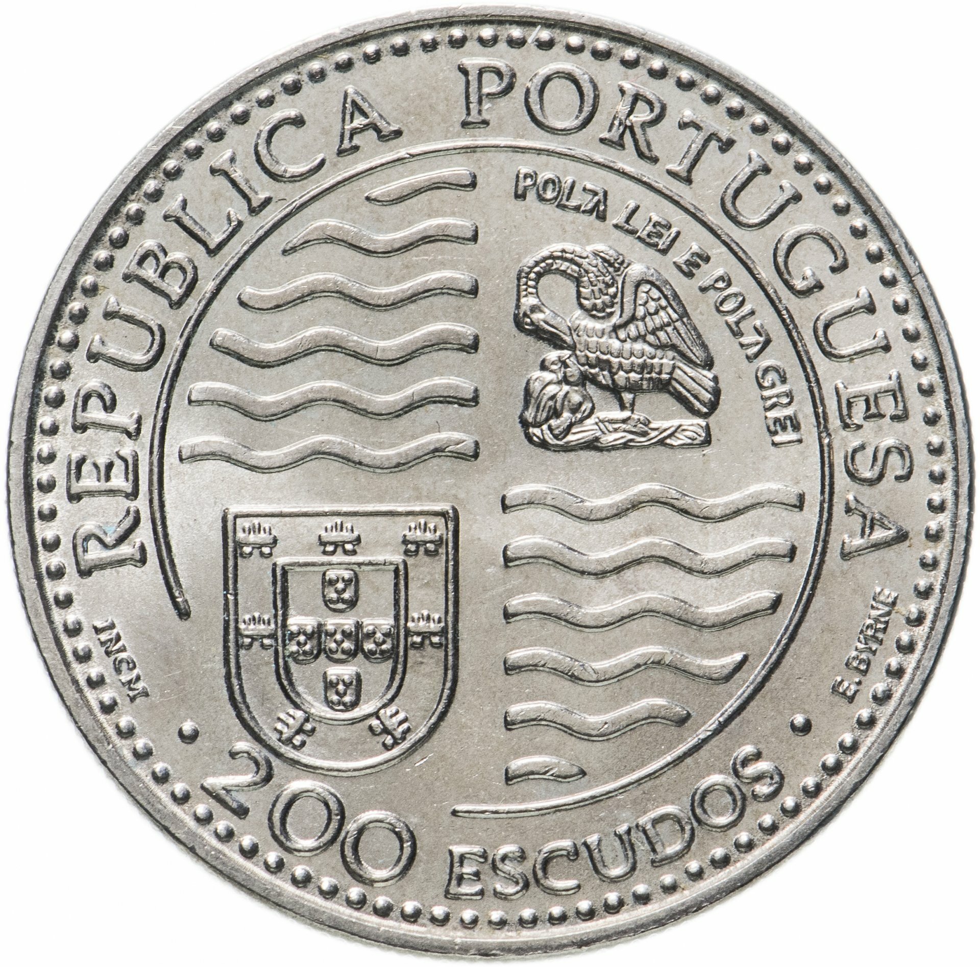 Португалия 200 эскудо 1995 500 лет со дня смерти Жуана II, Мельхиор медь-никель, в сохранности AU-UNC