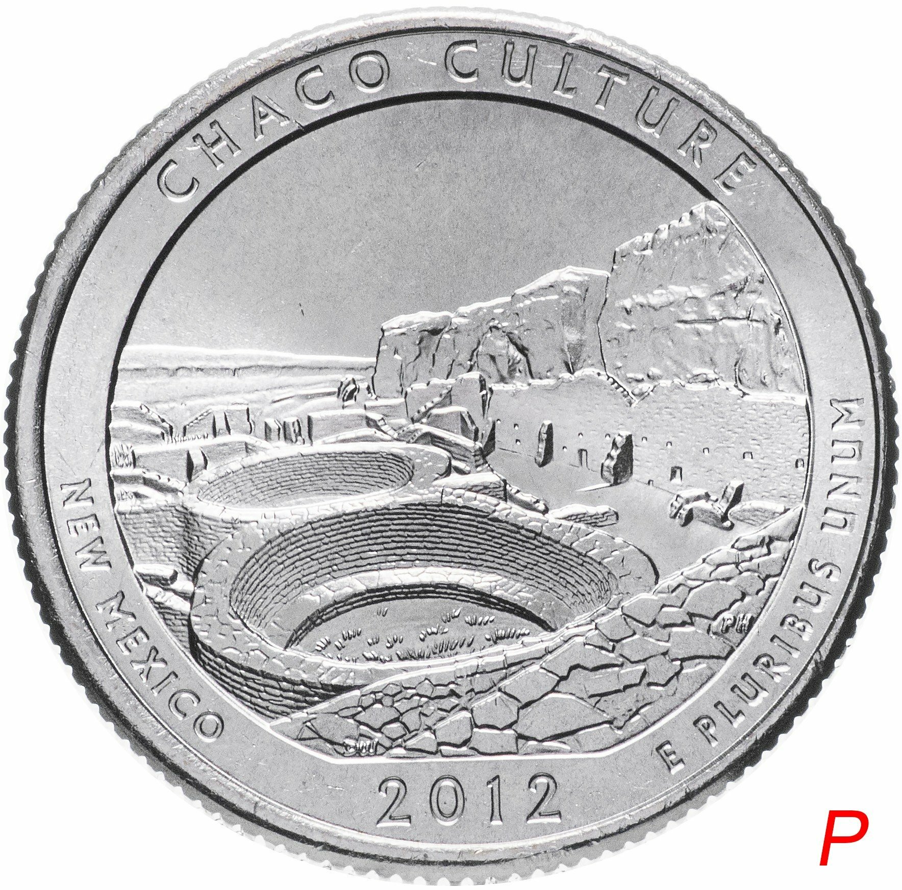 США 1/4 доллара 25 центов, квотер 2012 P — "Национальный исторический парк Чако" 12-й парк, Мельхиор медь-никель, в сохранности UNC