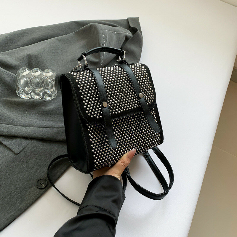 Сумка trend double shoulder для женщин, серебристый, винтажный стиль, прочный дизайн