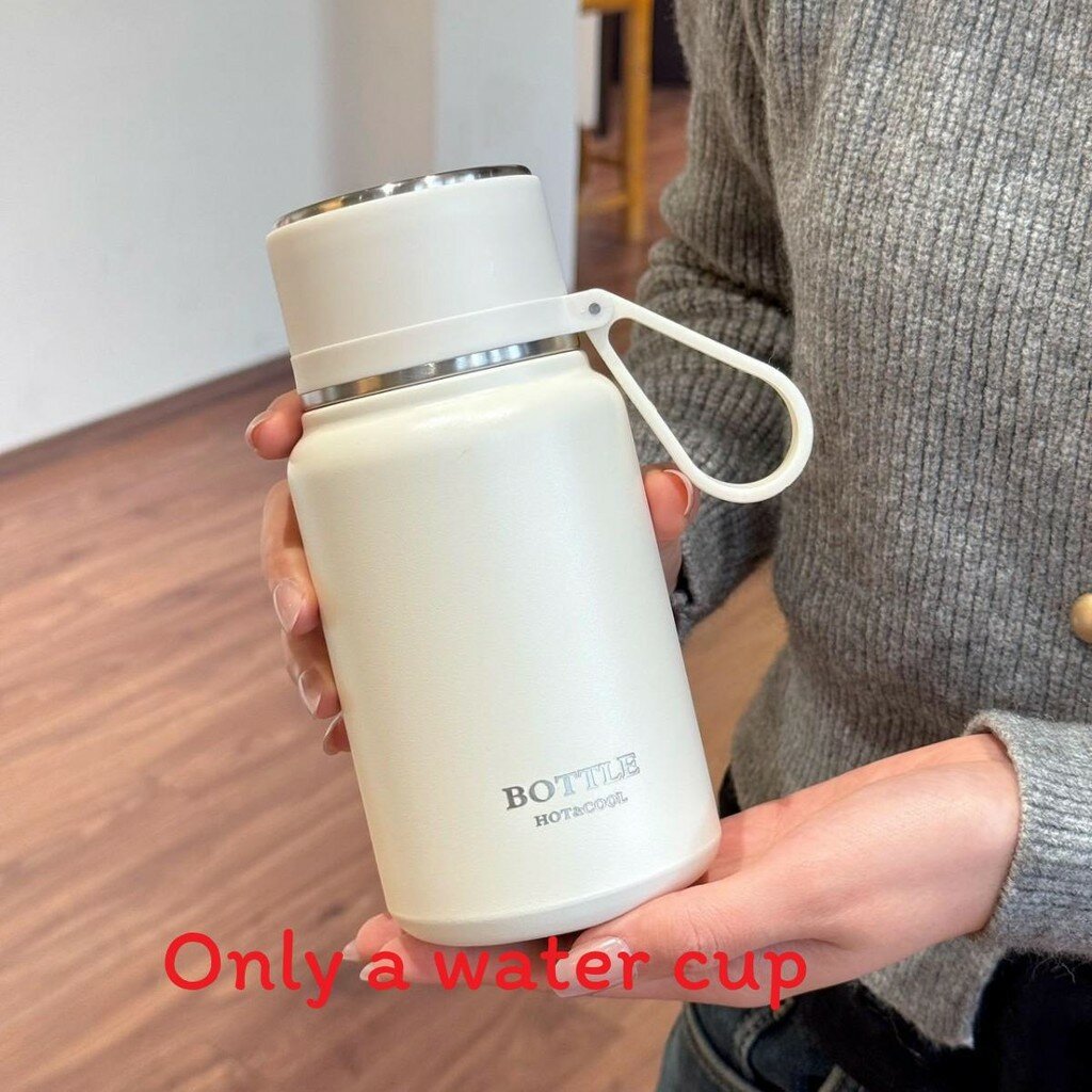 Insulated cup elegant 650ml with modern design and tea separation for travel and work, white