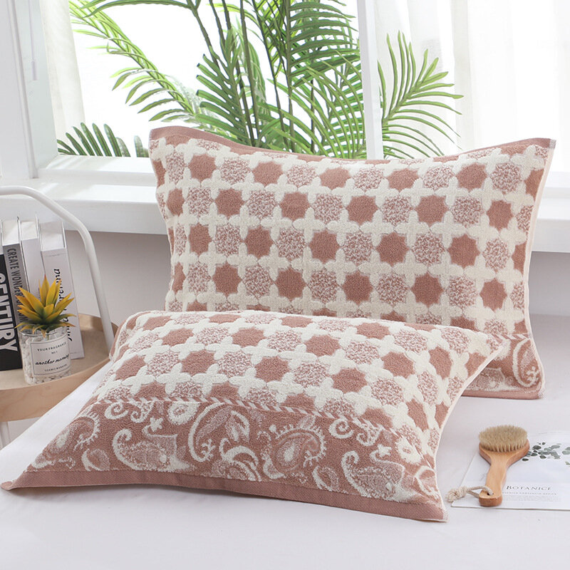 Набор подушек и полотенец из чистого хлопка, утолщенные и увеличенные, для взрослых, свадебные, полностью хлопковые, старинные махровые полотенца для дома, впитывающие пот