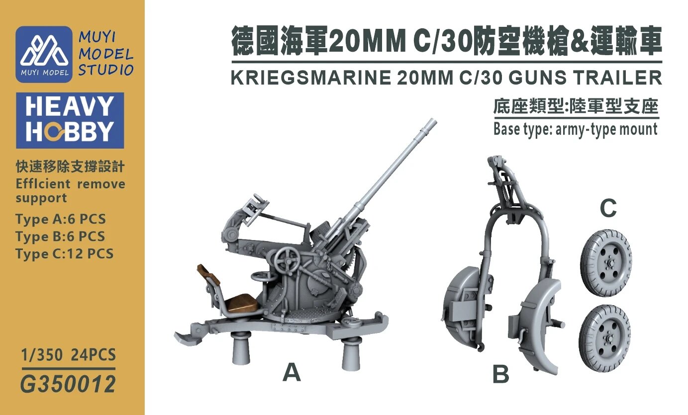 Аксессуары для моделей MUYI 1/350 1/700 пистолеты C/30 24 шт. 1 to 350